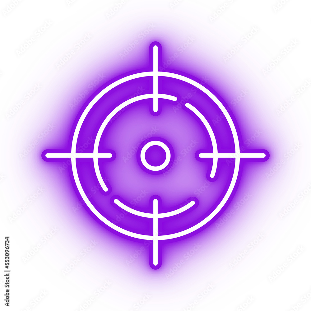 Neon purple target icon, sniper aim on transparent background Stock Illustration | Adobe Stock