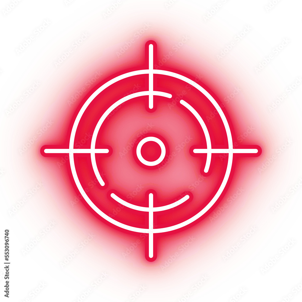 Neon red target icon, sniper aim on transparent background Stock ...