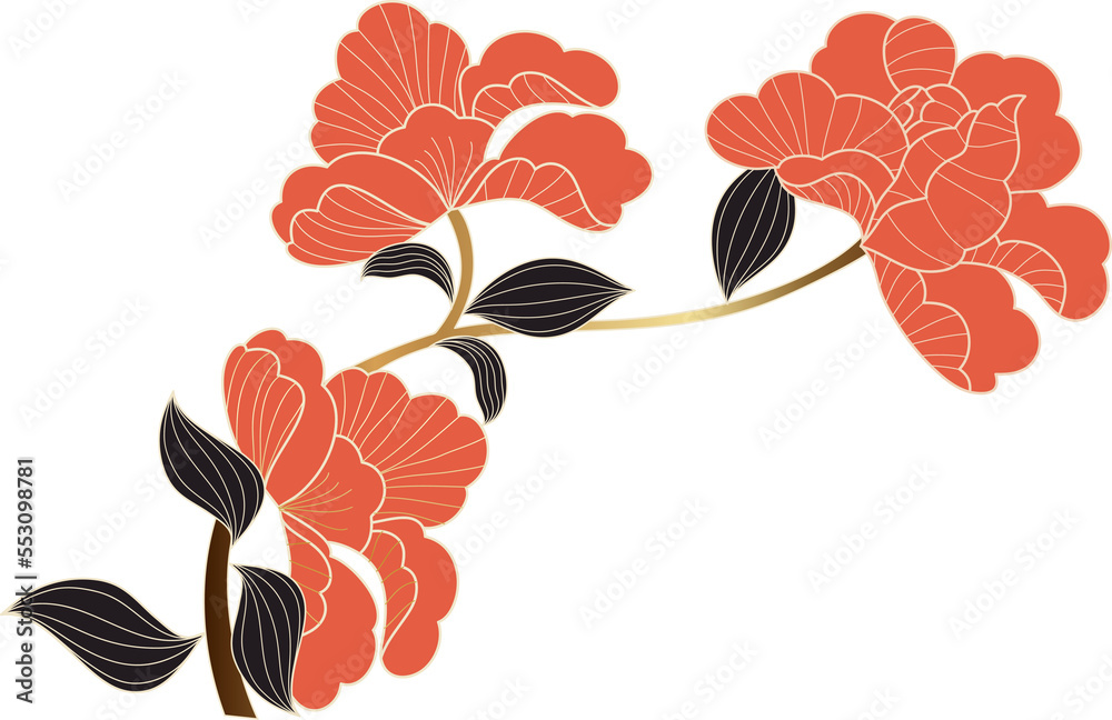 Luxury Japanese flower branch illustration Stock Illustration | Adobe Stock