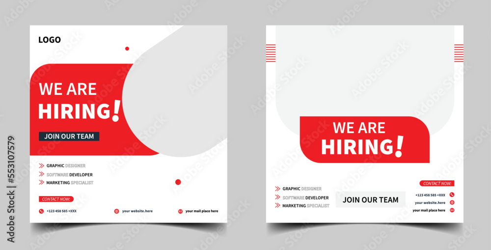 We are hiring job vacancy social media post banner design template with ...