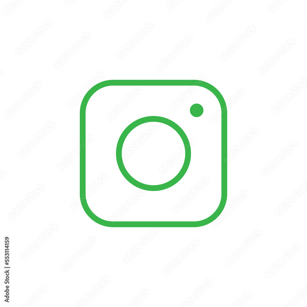 eps10 green vector camera abstract line art icon isolated on white ...
