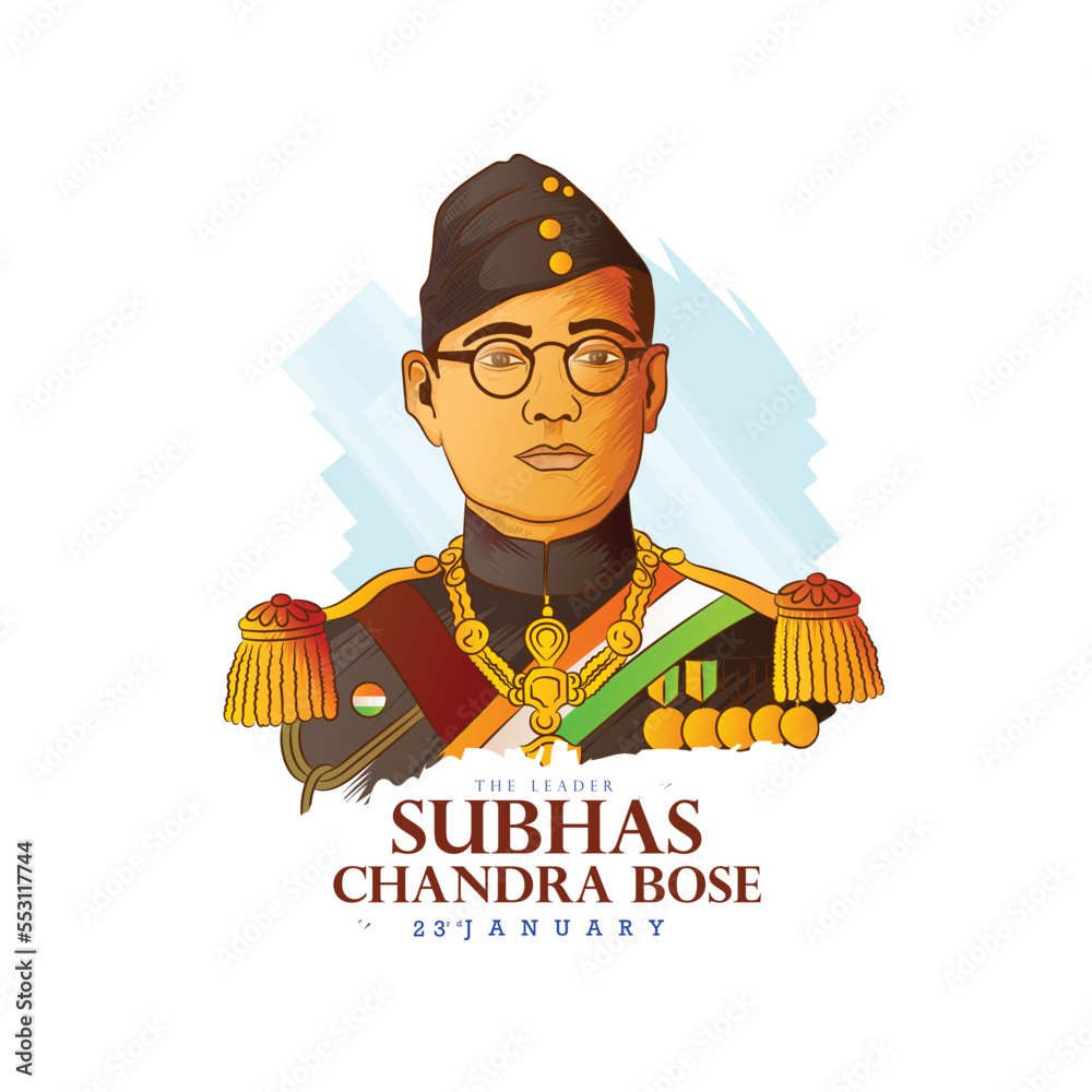vector illustration of netaji subhash chandra bose with white ...