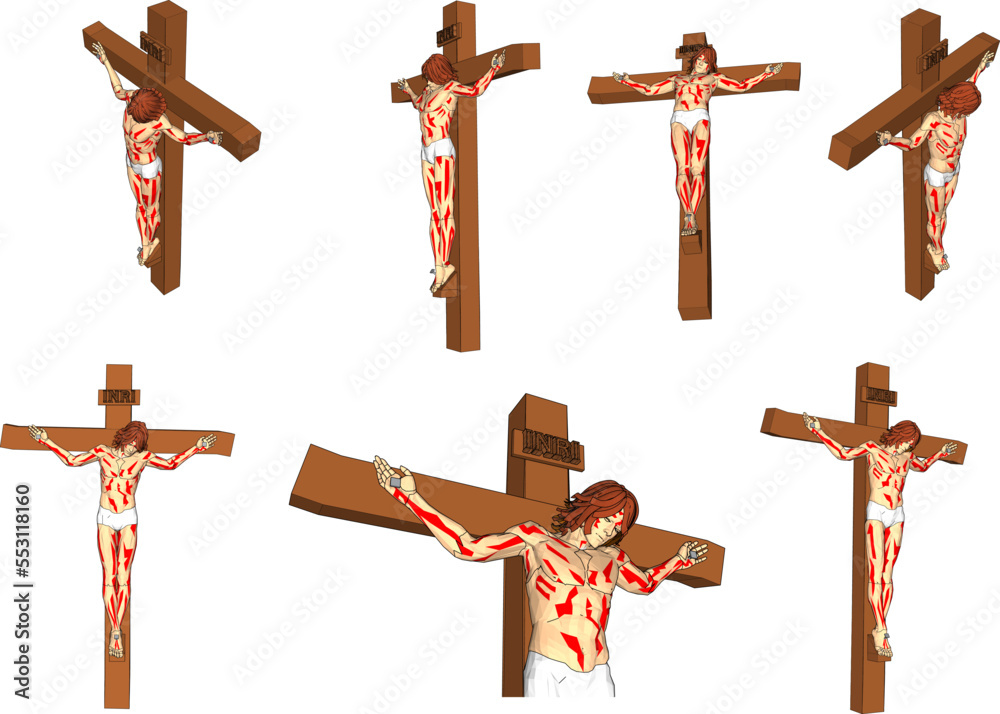 Poster wooden cross vector design of jesus crucified on white background – Wall Art | UkPosters