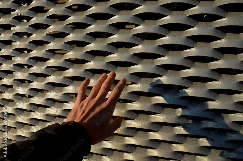 steel cladding of a building with a expanded metal lattice structure ...