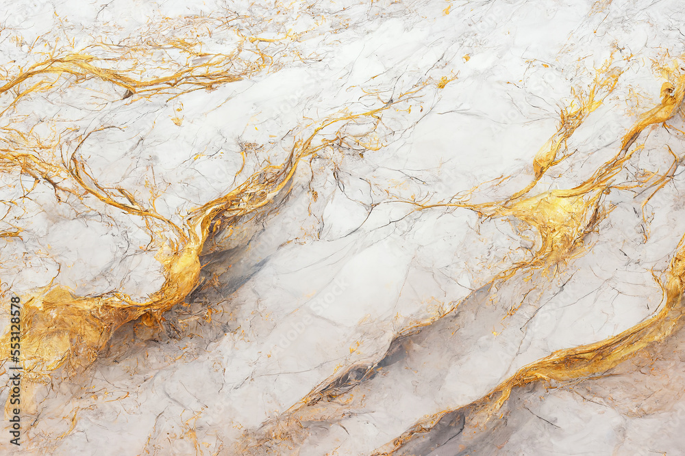 White and gold marble texture. Luxury abstract fluid art paint ...