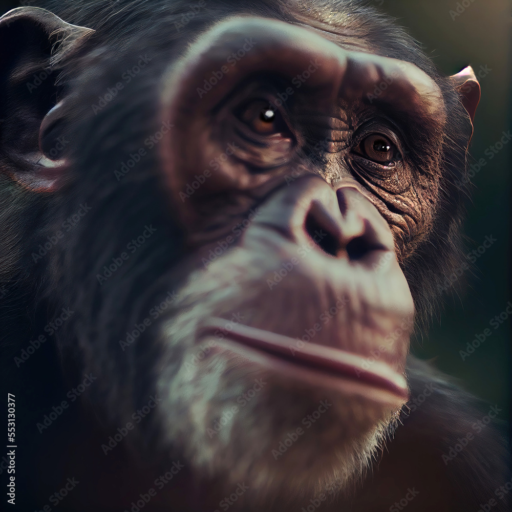 Studio closeup portrait of chimpanzee (Generative AI) Stock ...