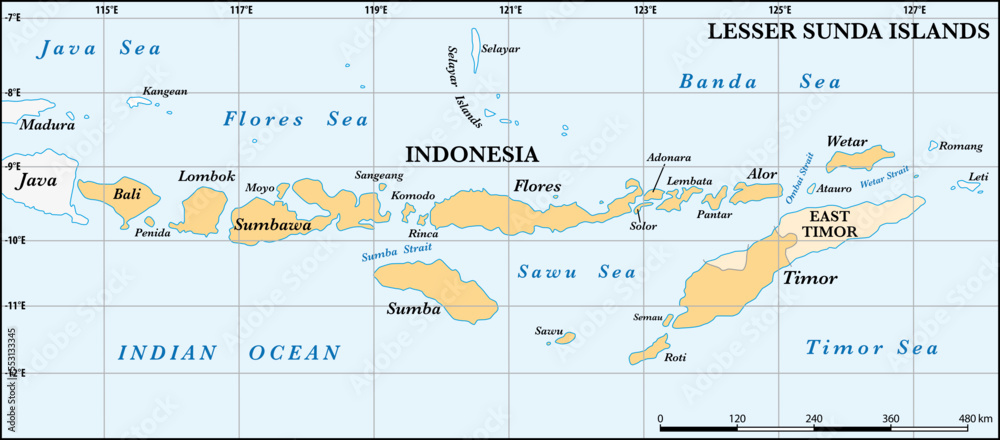 Photo Map of the Lesser Sunda Islands in the Malay Archipelago ...