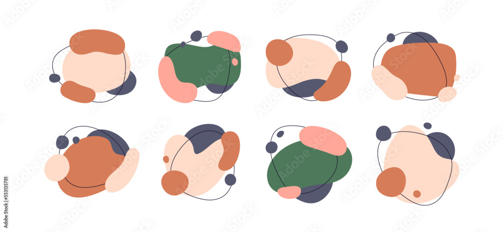 Abstract organic shapes set. Fluid dynamic blob elements. Simple ...