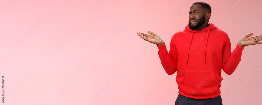 African american man cringe shake head unaware frowning grimacing ...