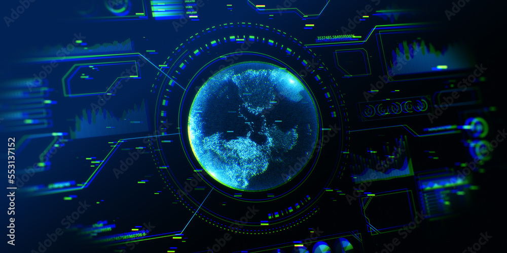 Global network connection and innovation concept with screen texture of ...