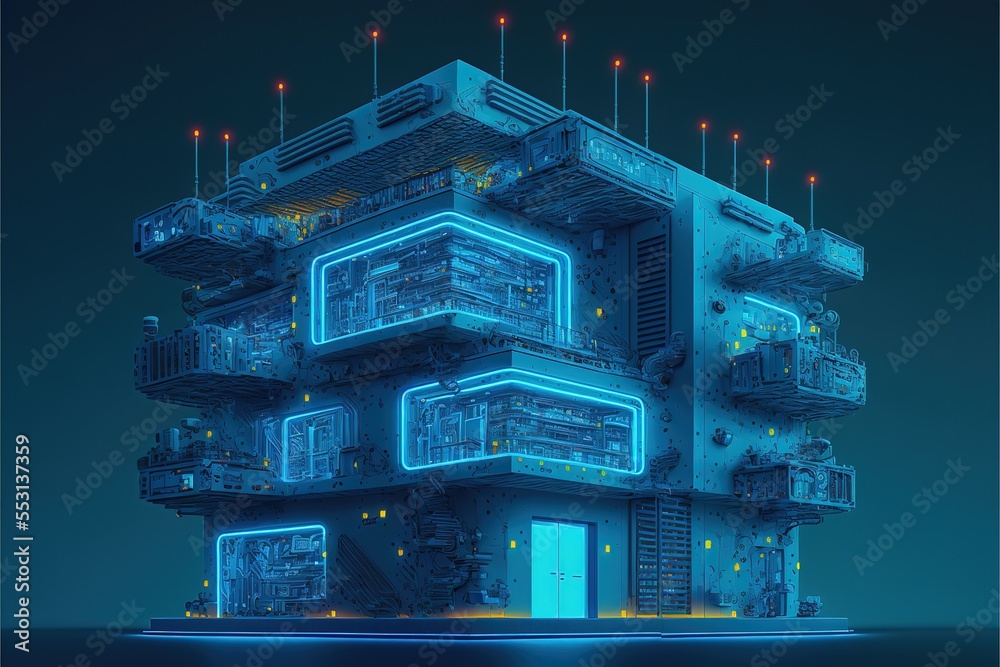 Development architecture computer systems of smart building. Futuristic ...