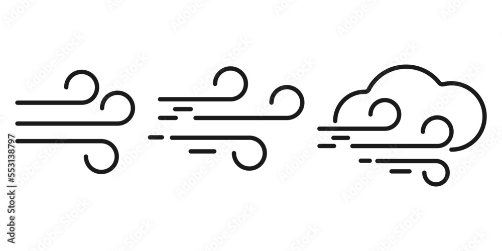Wind icon Vector isolated on background. air line style design for ...