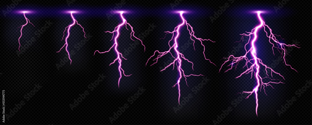 Animation sprite sheet of thunderbolt strike. Purple lightning ...