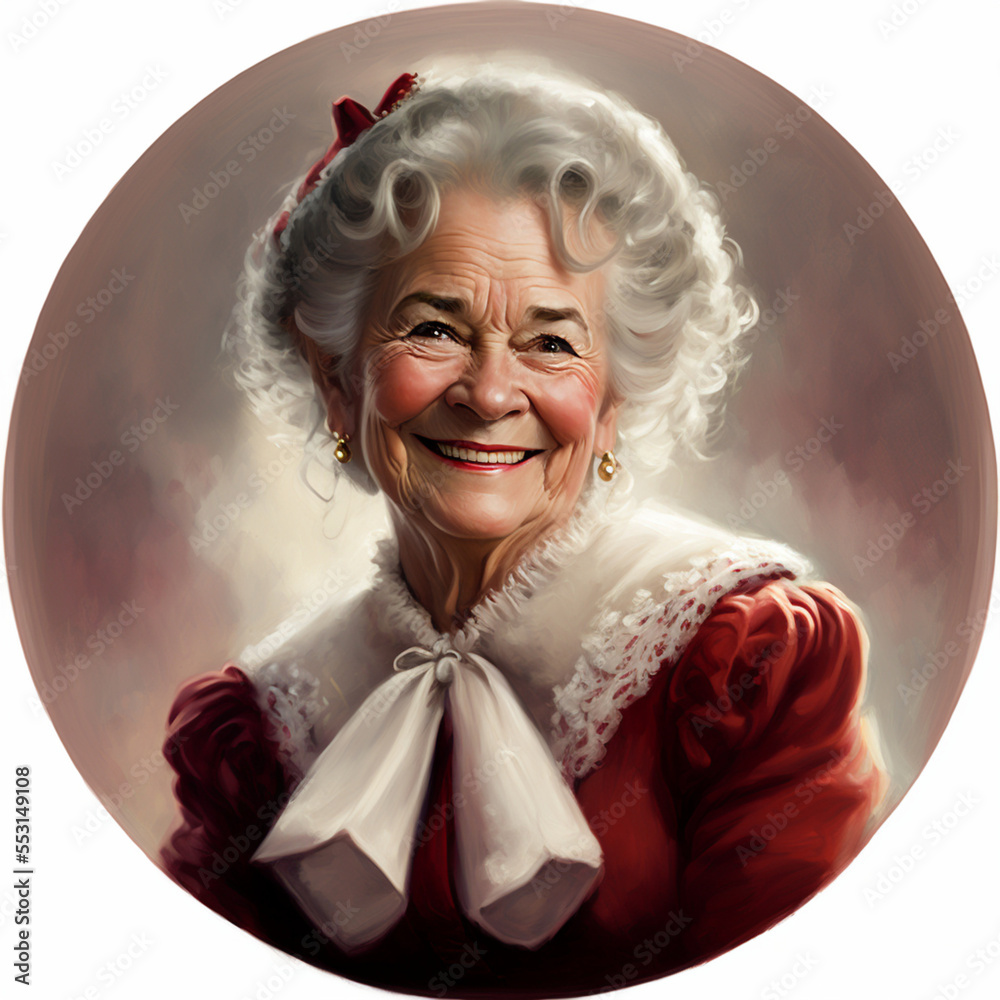 Illustration of happy Mrs Santa, digital art Stock Illustration | Adobe ...