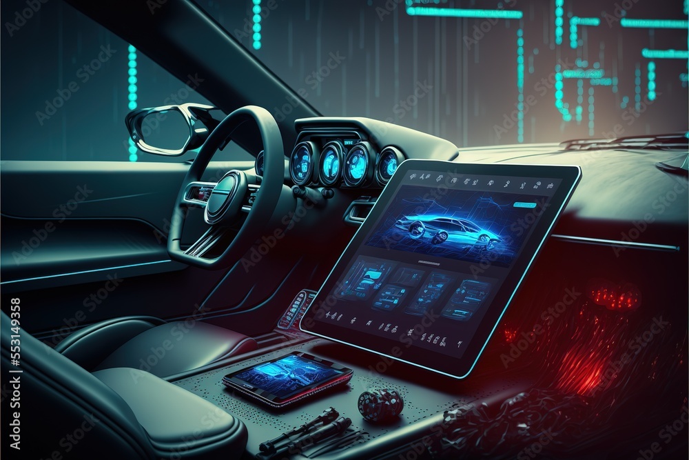 Electric Vehicle with Self-Driving. Future Car Software Technology.Self ... Electric Vehicle with Self-Driving. Future Car Software Technology.Self ...