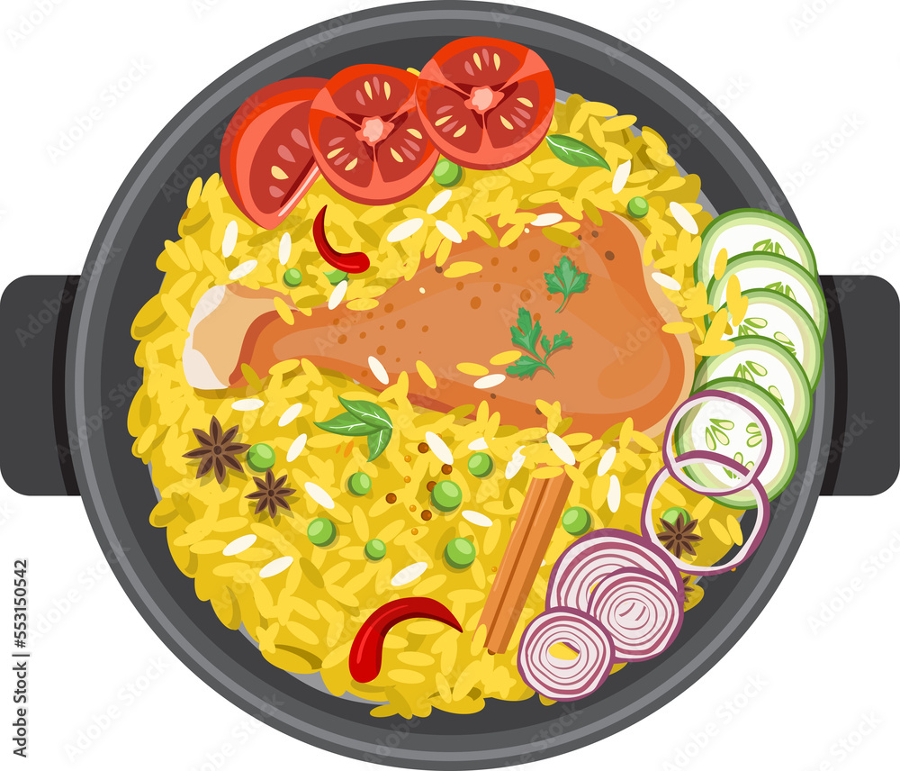Chicken Biryani , Traditional indian cuisine Stock Illustration | Adobe ...