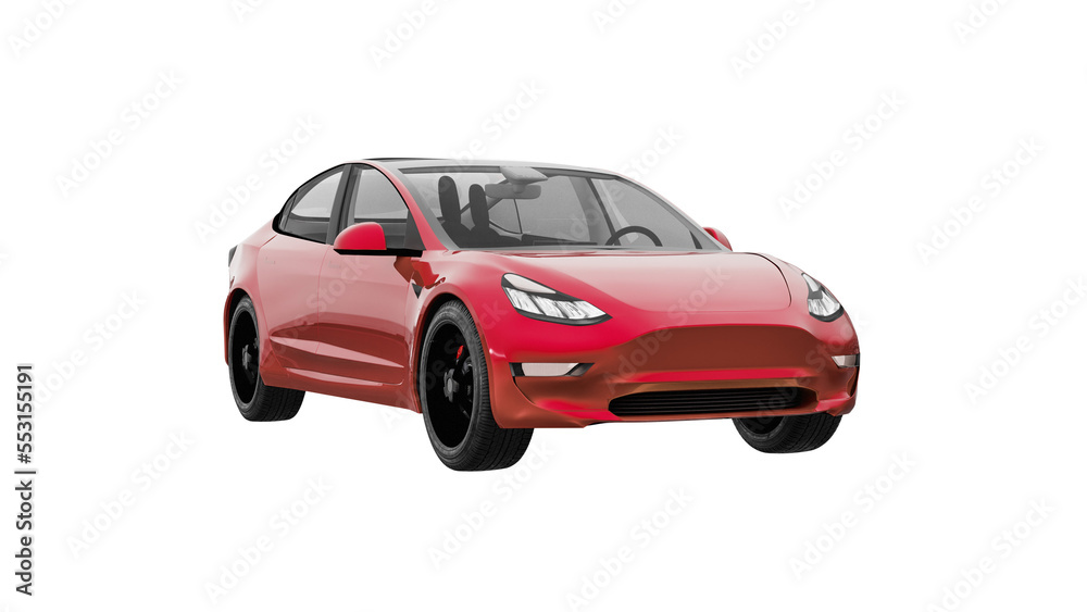 TESLA MODEL 3, 3d rendering of purple TESLA 3 car on isolated white ...
