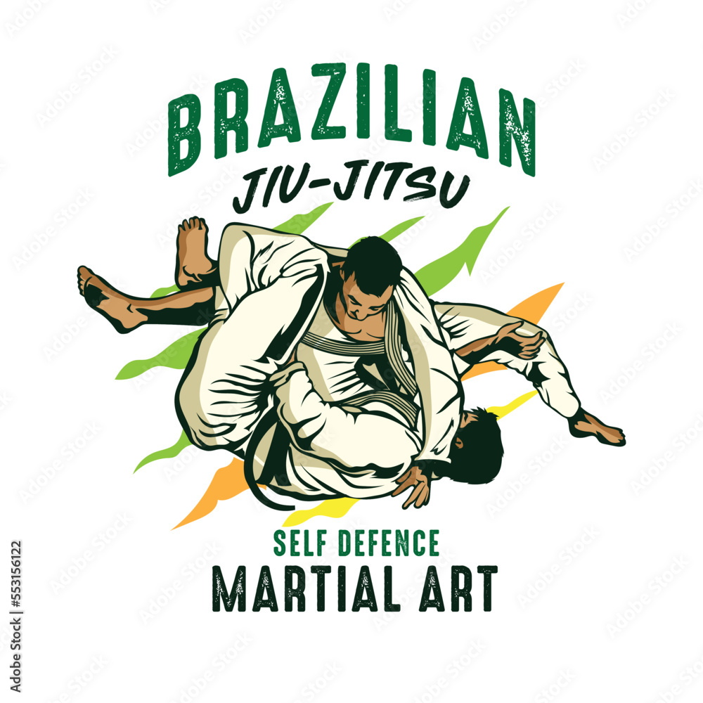 Jiu-jitsu martial art vector illustration, perfect for t shirt design ...