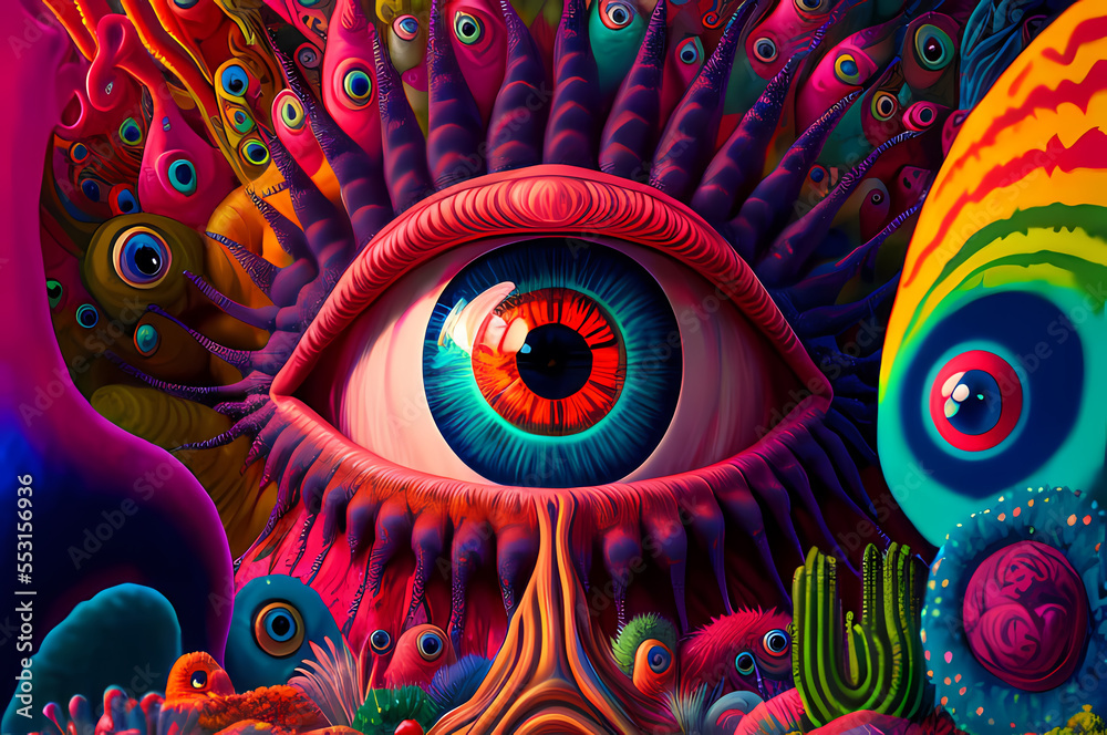 Fluorescent Dreamy Mystical colorful glowing fantasy world Imagination ...