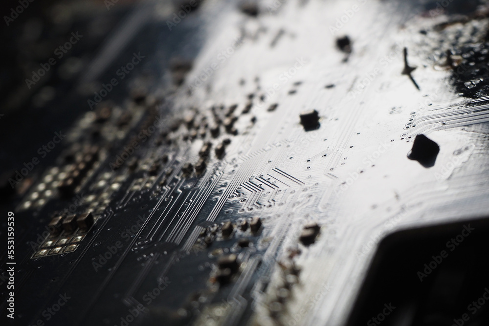 High tech background with circuit board texture. Connection lines on ...