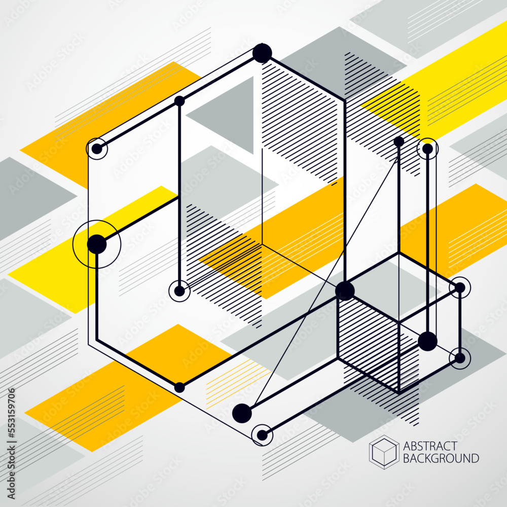 Trend isometric geometric pattern yellow background with bright blocks ...