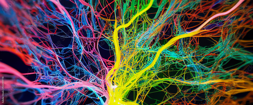 panorama nerve pathways in the human body, Generative AI Illustration ...