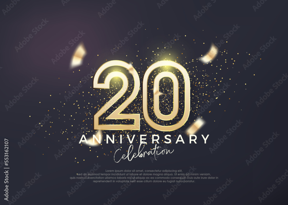 Gold line design for 20th anniversary celebration. Stock Vector | Adobe ...