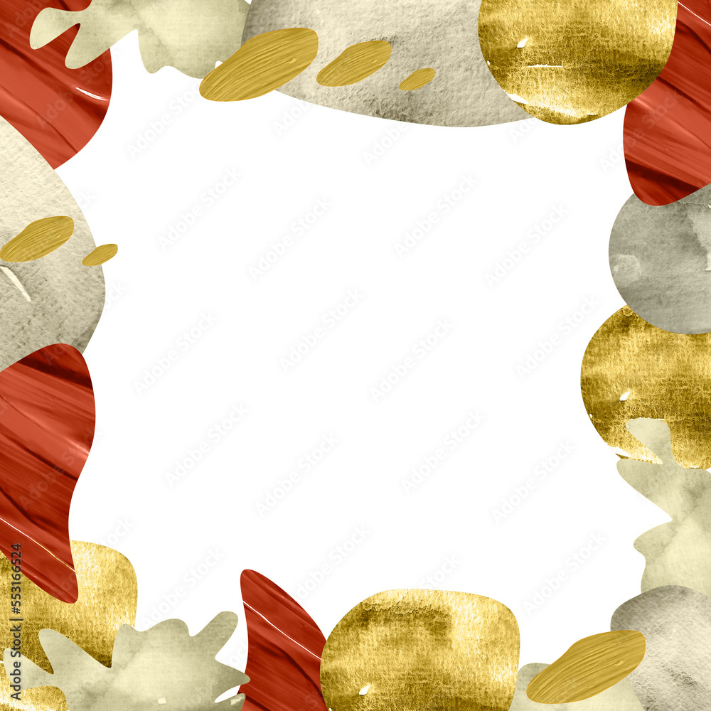 Square frame border made of abstract spots watercolor illustration ...