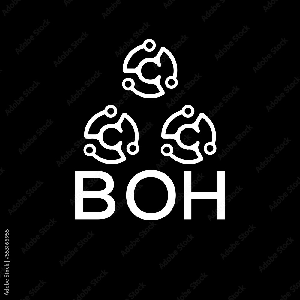 BOH letter logo. BOH best black background vector image. BOH Monogram ...