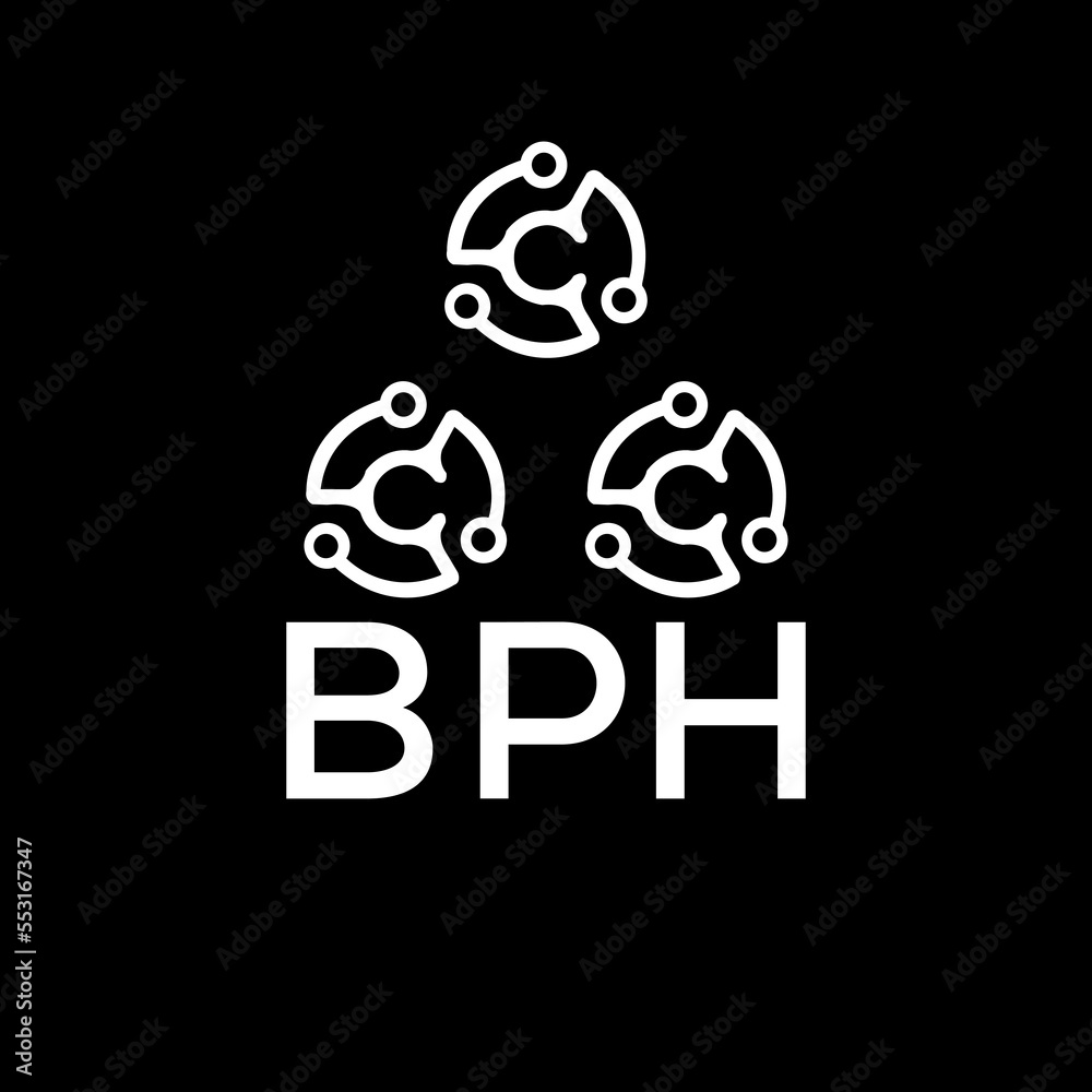 BPH letter logo. BPH best black background vector image. BPH Monogram ...