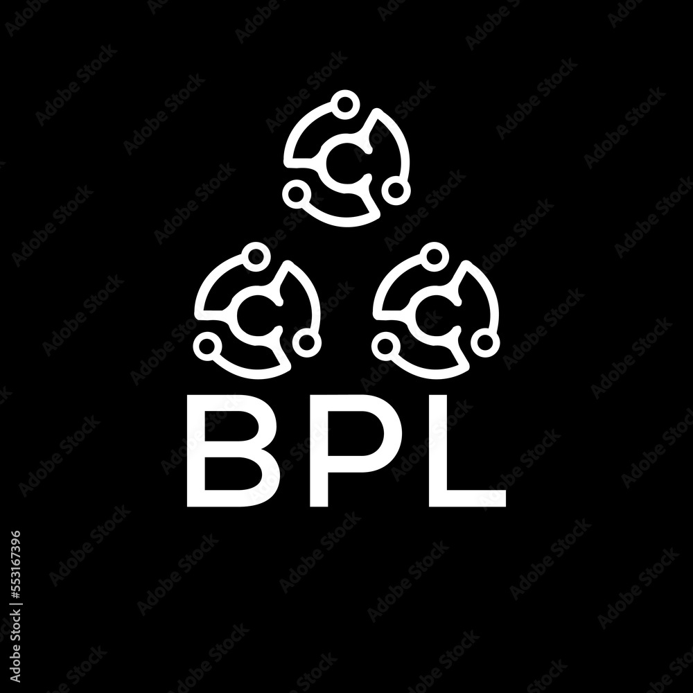 BPL letter logo. BPL best black background vector image. BPL Monogram ...