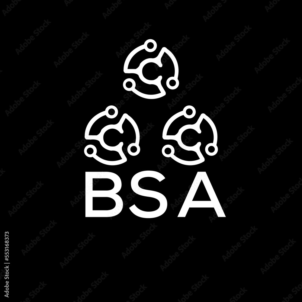 Vecteur Stock BSA letter logo. BSA best black background vector image ...