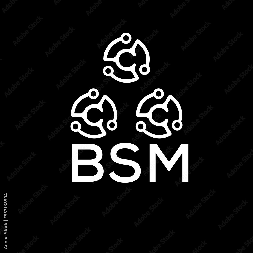 BSM letter logo. BSM best black background vector image. BSM Monogram ...