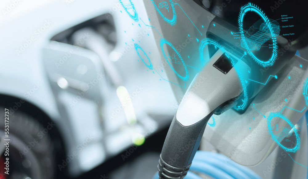 Modern technology UI control information display, car fueling station ...