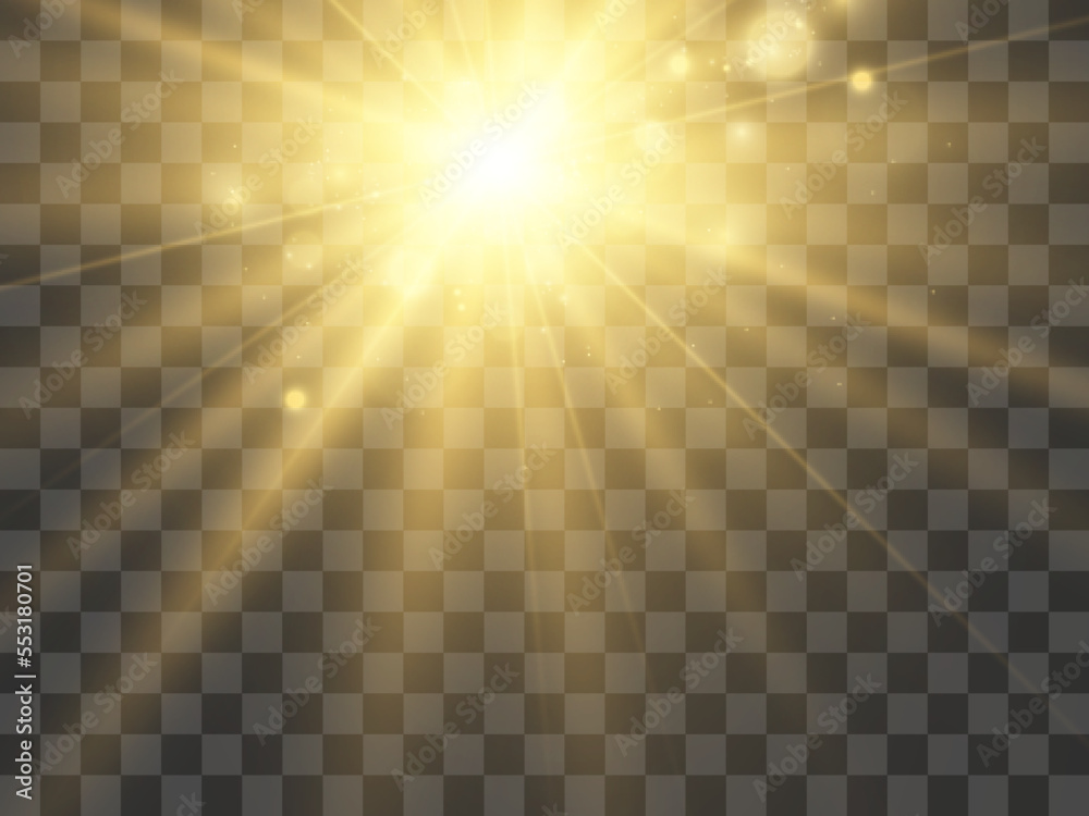 Bright beautiful star.Illustration of a light effect on a transparent ...