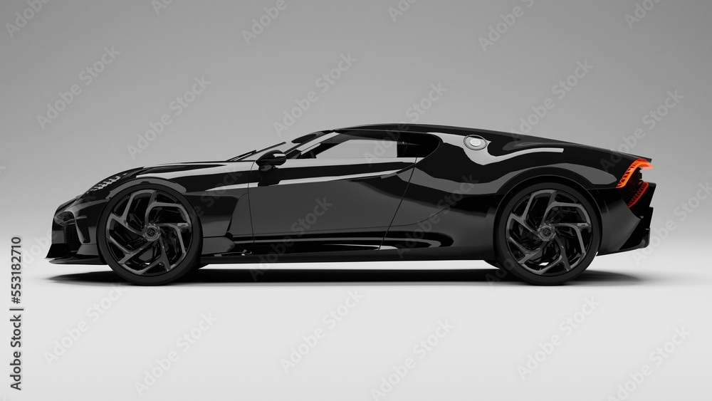 Bugatti La voiture noire sports car isolated on White Background ...