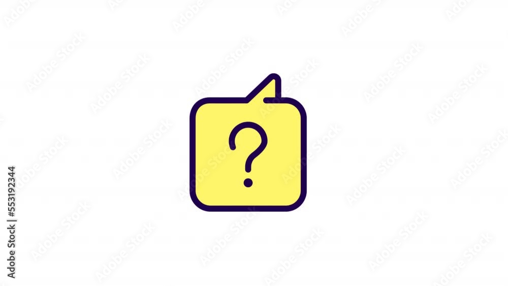 Animated request color icon. Speech balloon with question mark ...