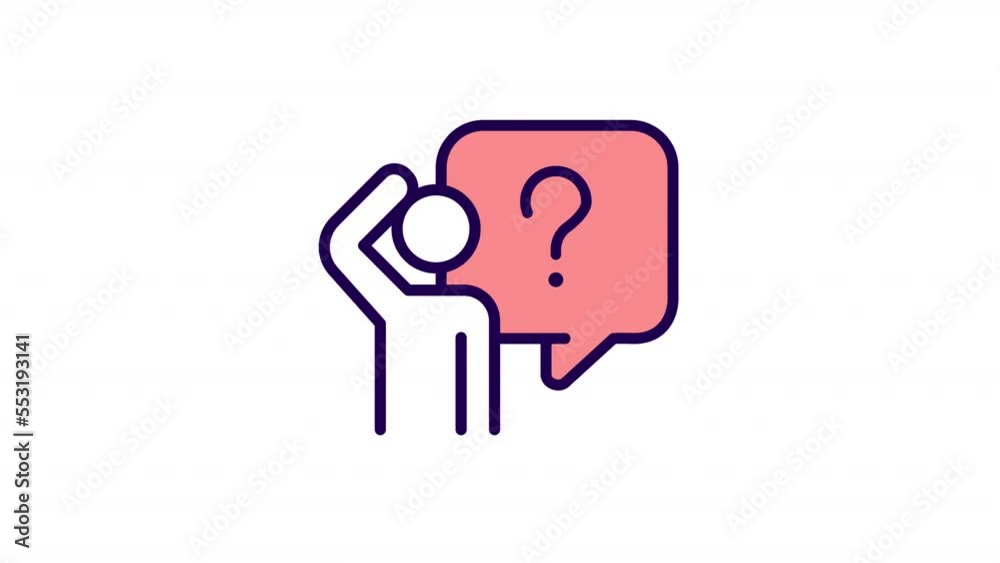 Animated bewildered color icon. Utterly confused person. Delirium ...