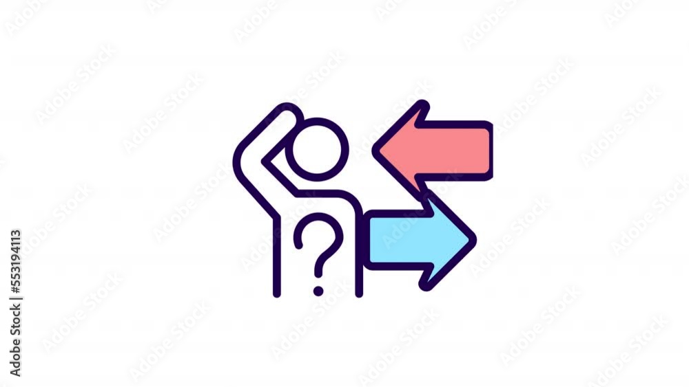 Animated dilemma color icon. Difficult choice. Tough decision making ...