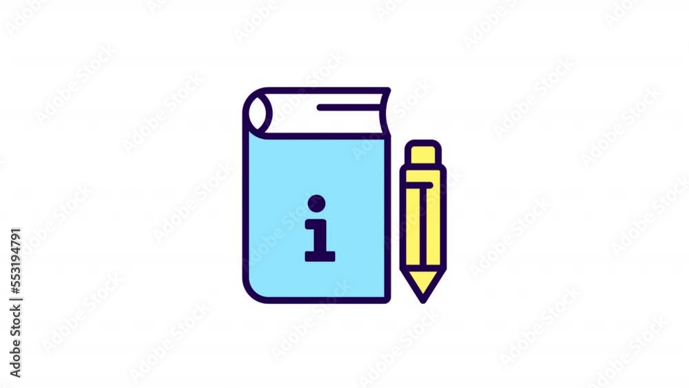 Animated schoolbook color icon. Essential knowledge. Education ...