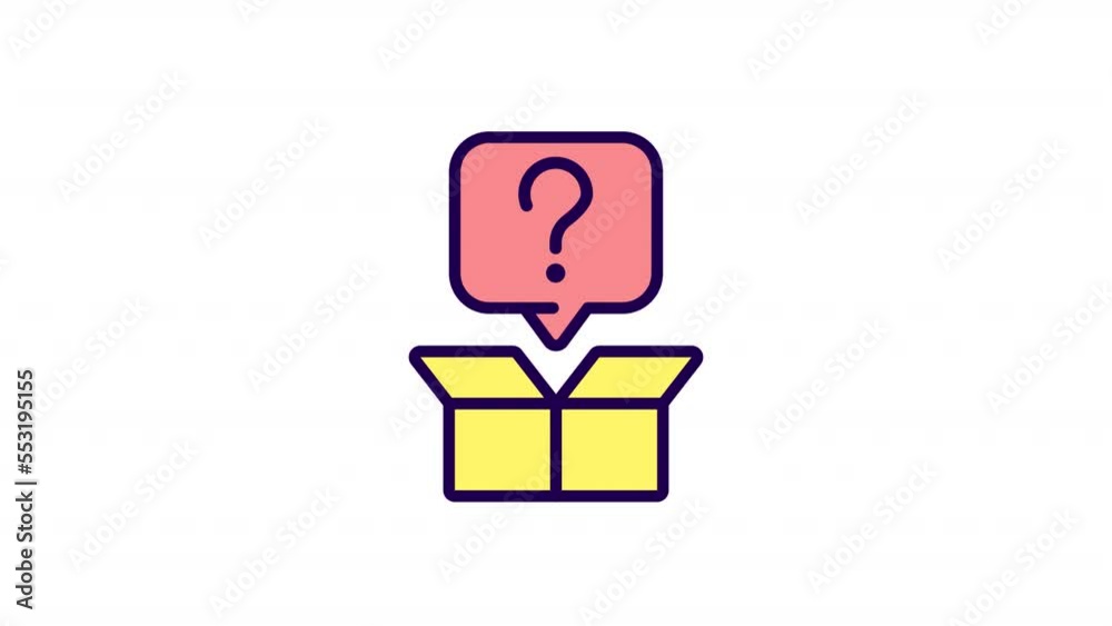 Animated quiz color icon. Out-of-the-box question. Thinking puzzle and ...