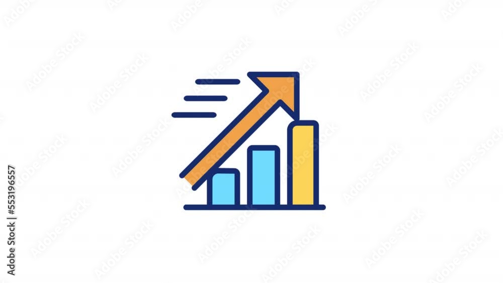 Animated fast growth color icon. Fast business progress. Financial ...