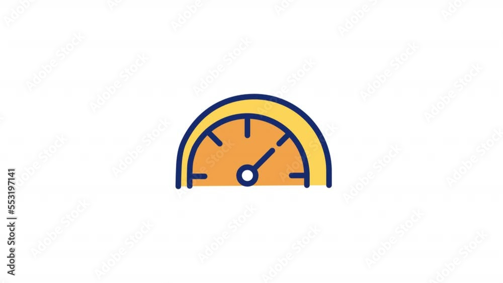 Animated speed meter color icon. Measuring vehicle speed. Fast driving ...
