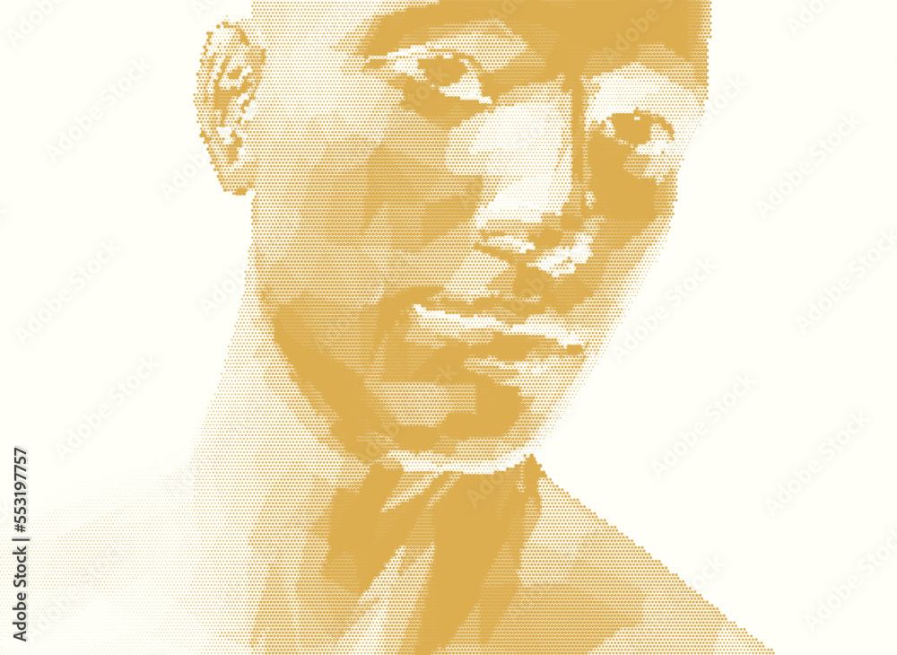 Abstract man head made from dots. Side view of dotted face background ...