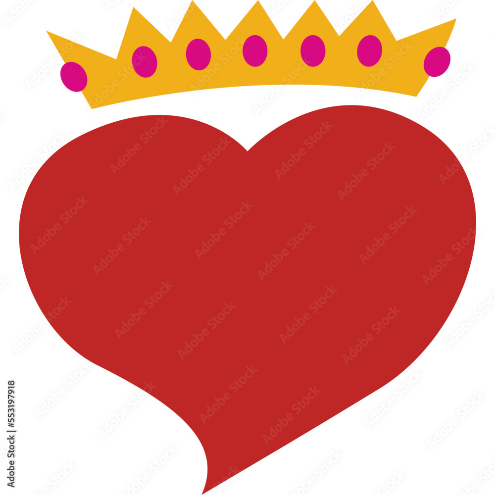 crown heart doodle. Queen of heart. cartoon crowned heart princess ...