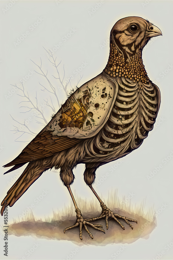 diagrammatic drawing of an undead bird Stock Illustration | Adobe Stock