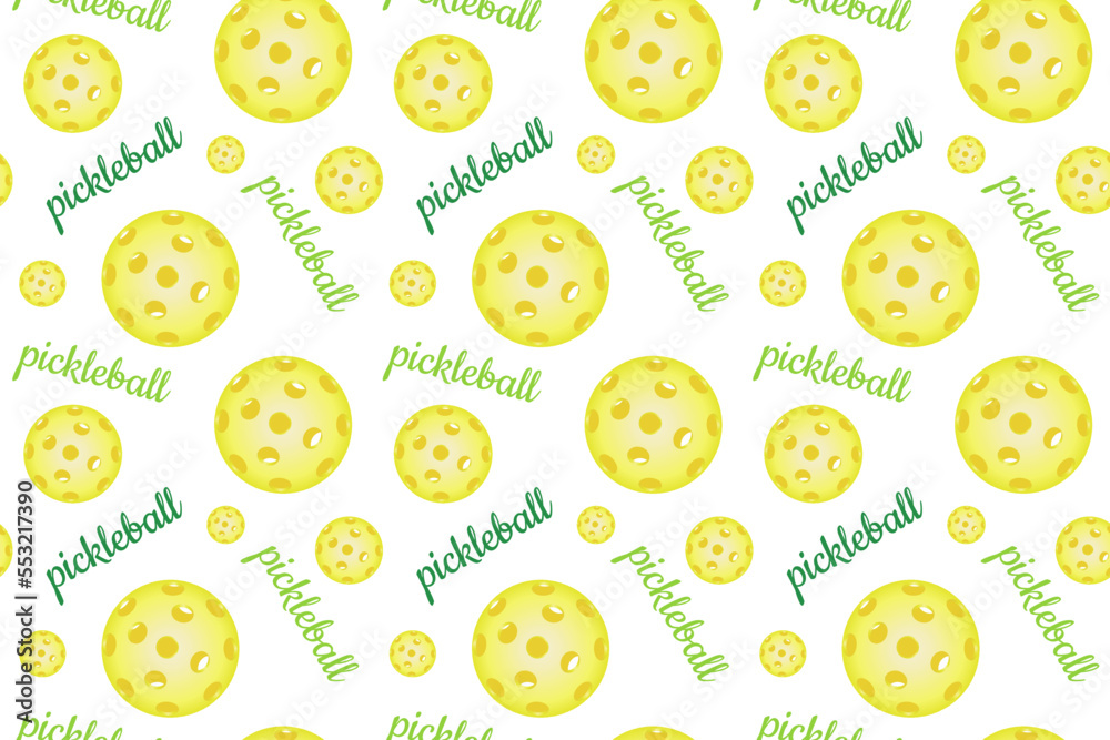 Pattern with bright yellow pickleball balls. Backdrop for banners ...