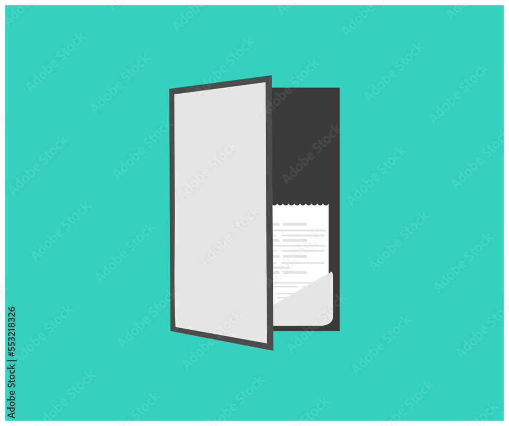 Paper invoice with suggested gratuities or tips. Receipt Holder on cafe ...