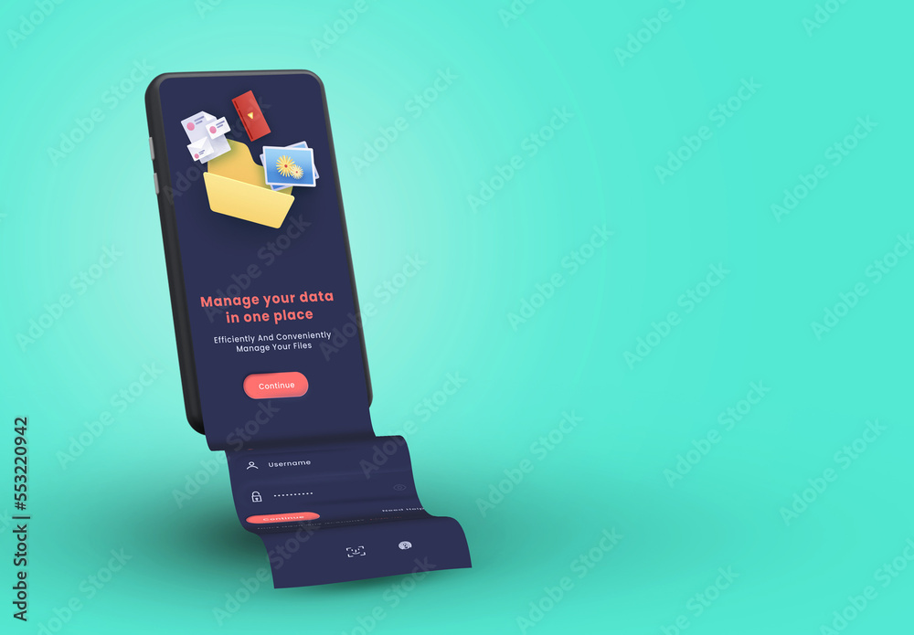 Mobile layout with long scroll screen black screen on green background ...