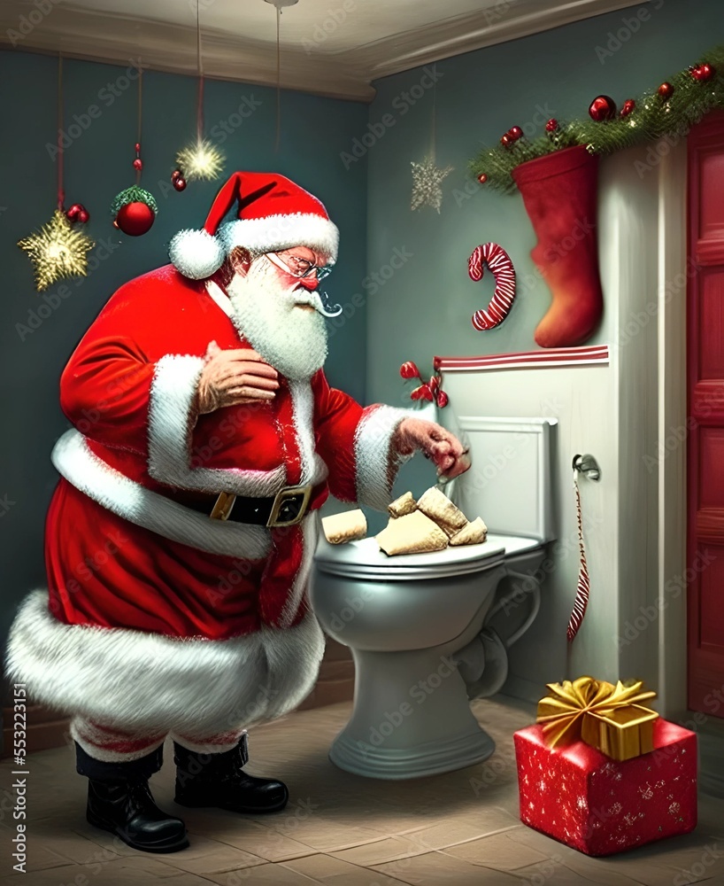 Santa on the toilet - Santa Claus in the bathroom - Funny Christmas ...